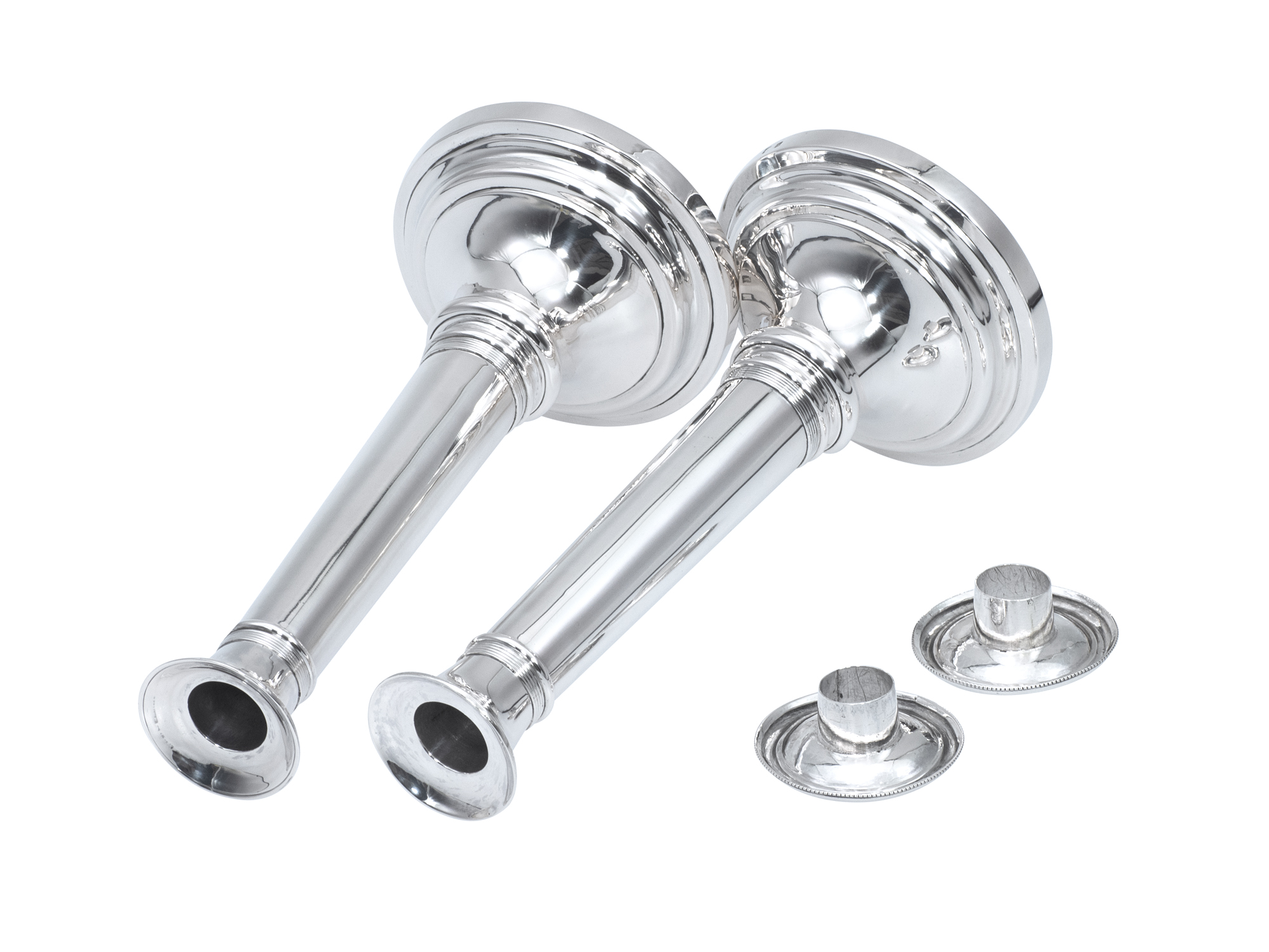 Stel zilveren kandelaars met uitneembare bobeches 1816-1828 (Maastricht) - Brevordia Antiek